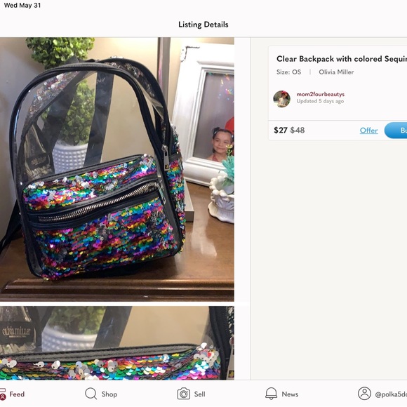 Olivia Miller | Bags | Olivia Miller Sequined Seethru Roomy Backpack | Poshmark